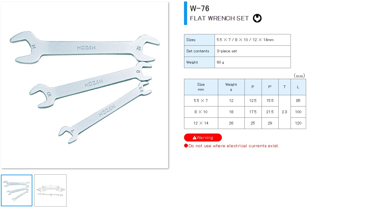 Ichiban Precision Sdn Bhd - Hozan - HOZAN FLAT WRENCH SET
